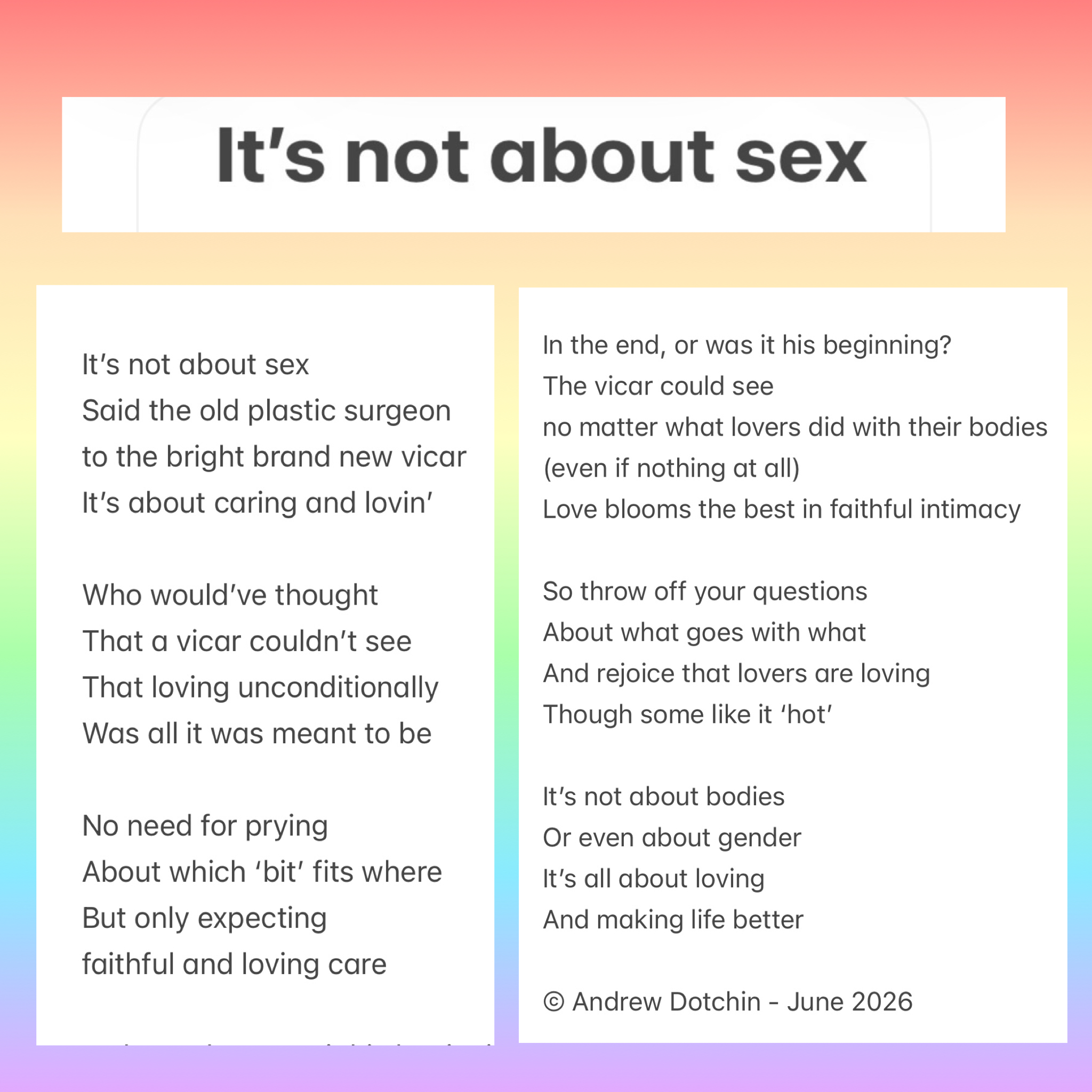 It’s Not About Sex – a poem for Pride – Suffolk Vicar